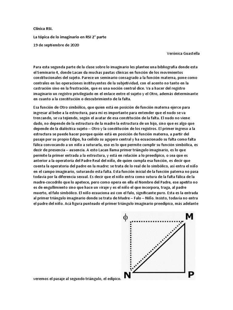 Clinica RSI - Imaginario 2 Final | PDF | Jacques Lacan | Complejo de Edipo