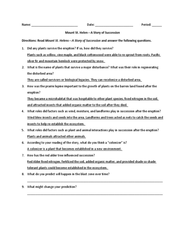 Mount St. Helens Succession Insights | PDF | Social Science | Science ...