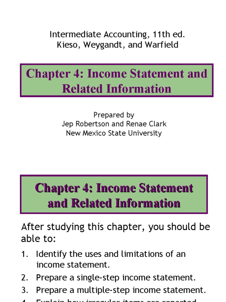 Chapter 4: Income Statement and Related Information: Intermediate ...