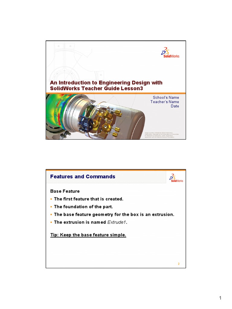 An Introduction To Engineering Design With Solidworks Teacher Guide Lesson3 Download Free Pdf
