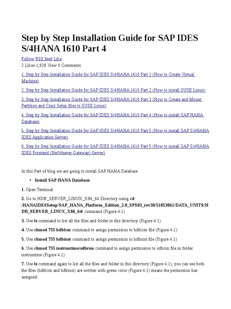 How To Install SAP HANA Database | PDF | Computer File | Directory (Computing)