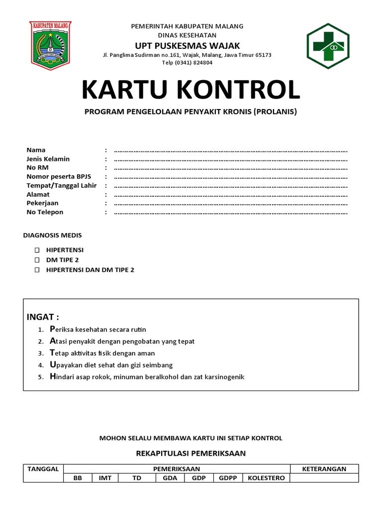 Kartu Kontrol Prolanis | PDF | Kesehatan Holistik
