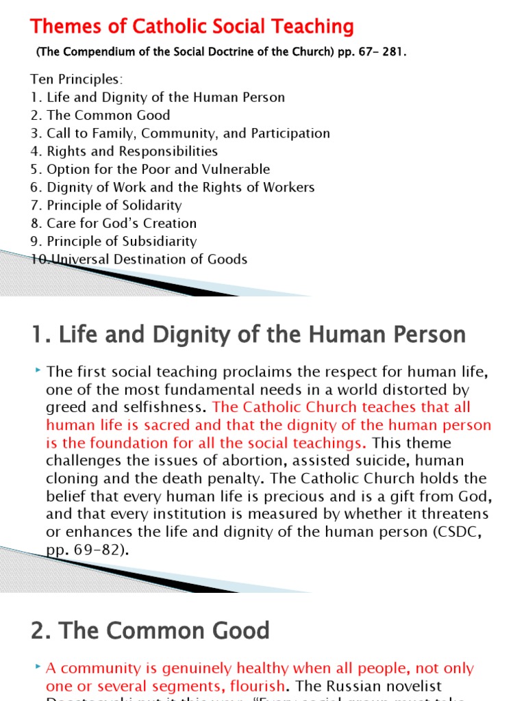 Themes of Catholic Social Teaching: (The Compendium of The Social ...