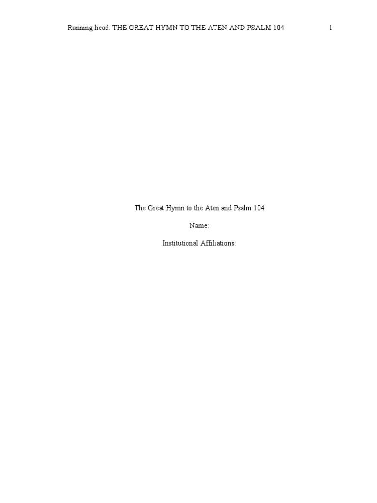 The Great Hymn To The Aten and Psalm 104 | PDF | Genesis Creation ...