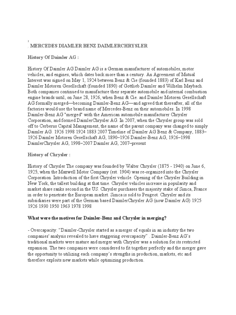 Mercedes Diamler Benz Daimlerchrysler | PDF | Daimler Ag | Transport