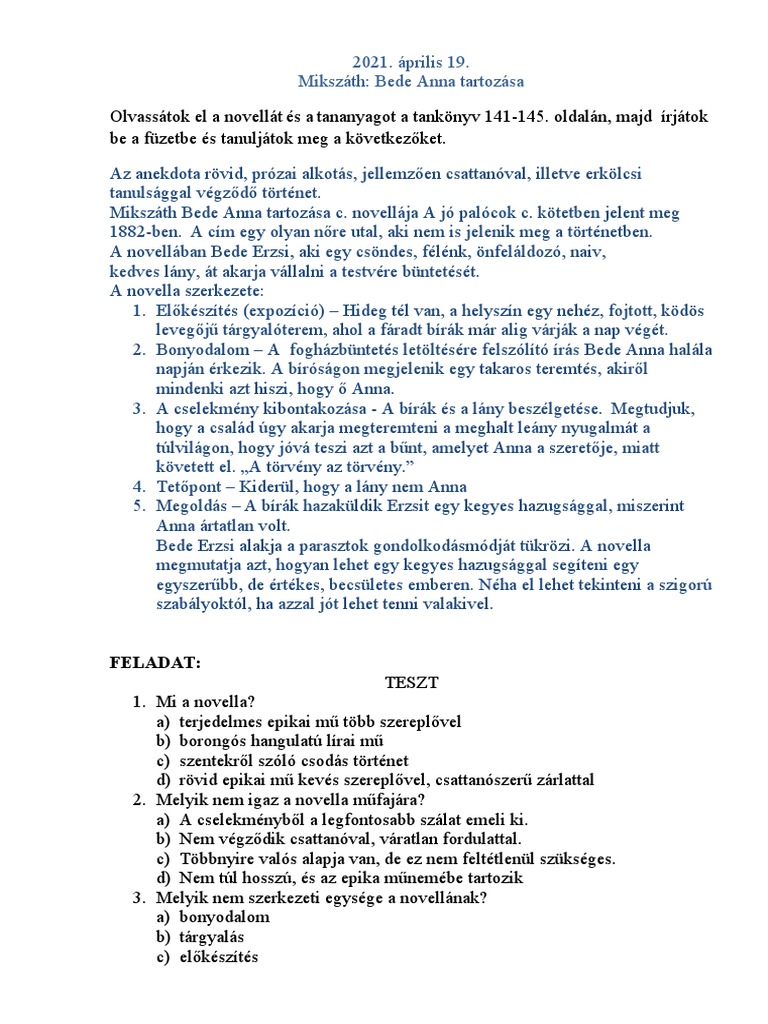 Mikszáth Bede Anna Tartozása | PDF