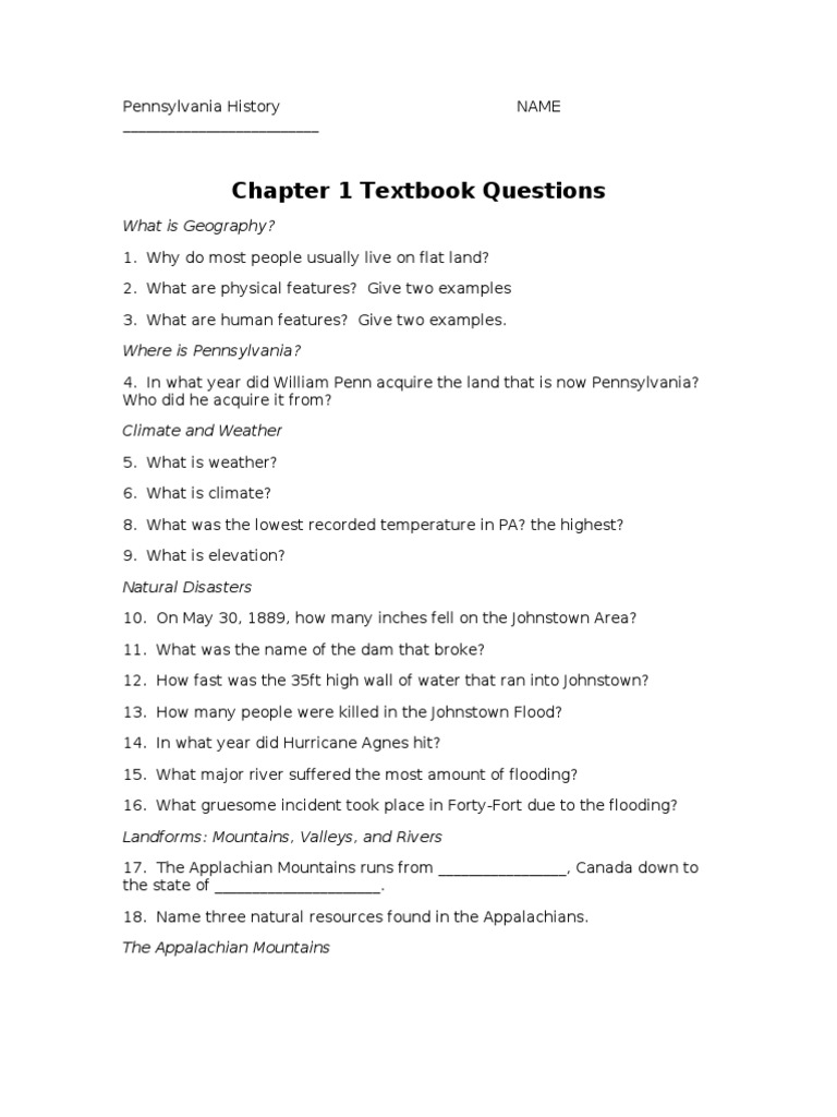 Pennsylvania History: Key Concepts and Questions | PDF | Pennsylvania ...