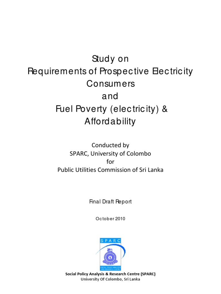 Study On Requirements of Prospective Electricity Consumers and Fuel Poverty (Electricity ...