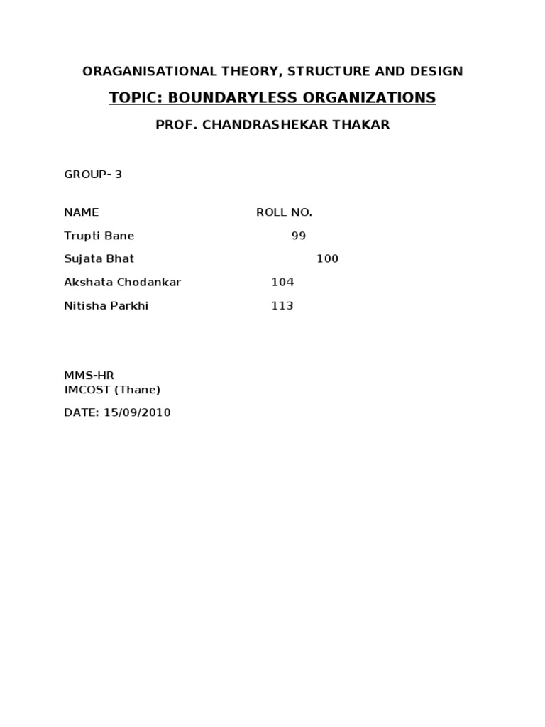 Understanding Boundaryless Organizations | PDF | Outsourcing | Supply Chain