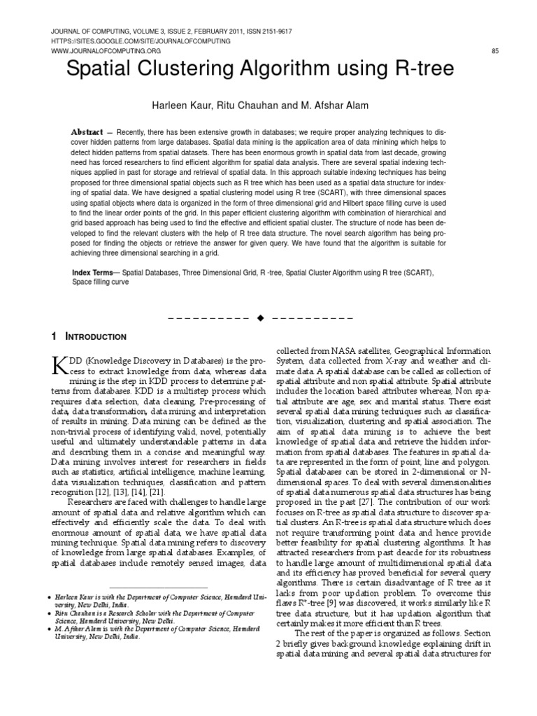 Spatial Clustering Algorithm Using R-Tree | PDF | Cluster Analysis | Spatial Analysis