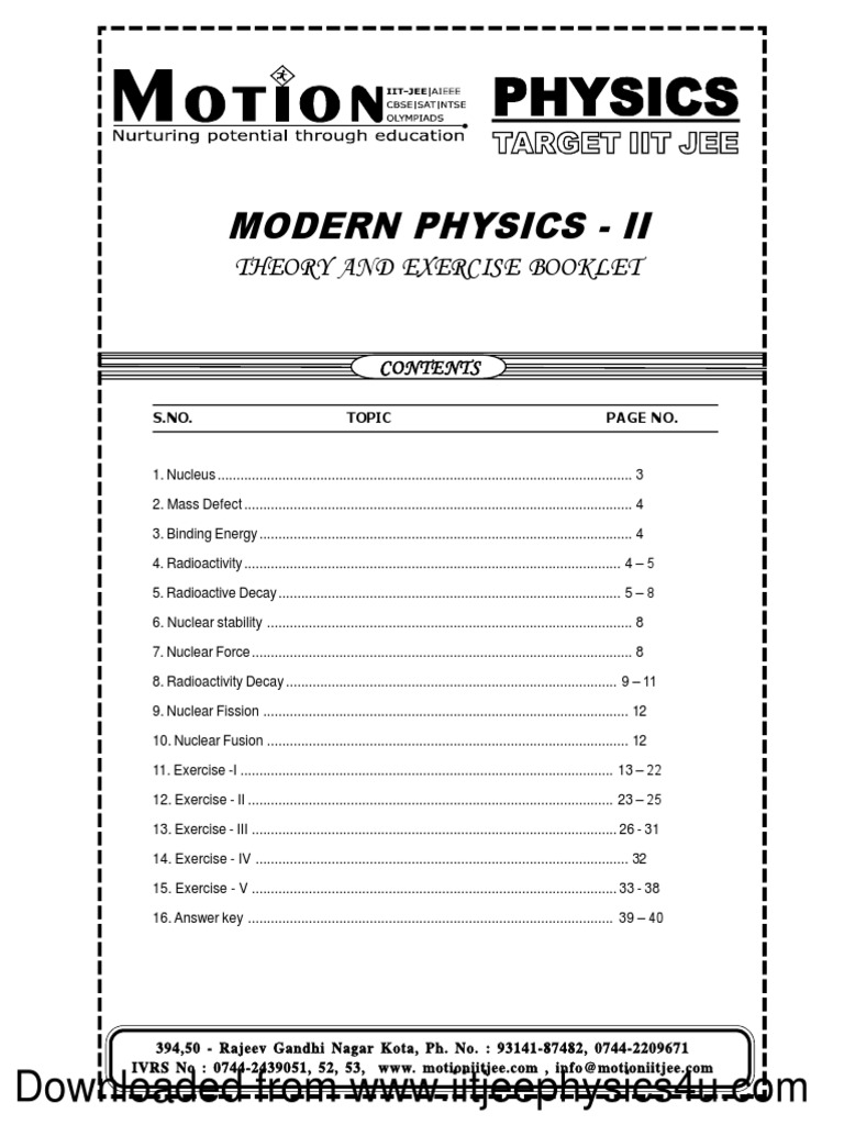 Modern Physics - Ii: Theory and Exercise Booklet | PDF | Atomic Nucleus ...