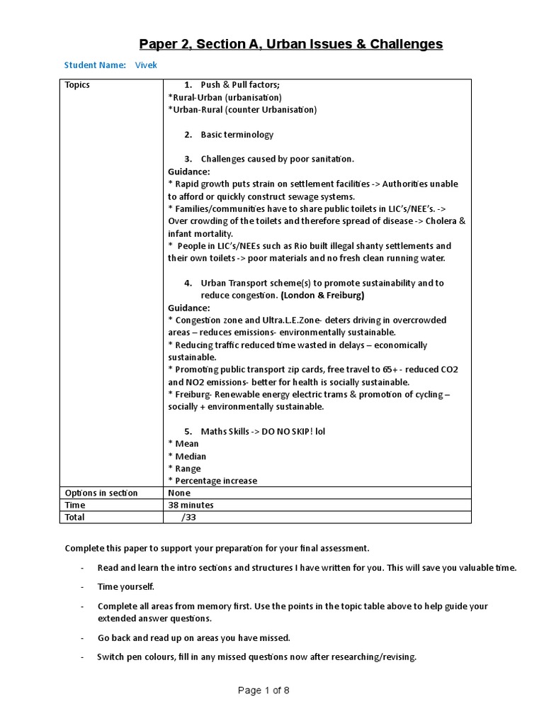 Urban Issues & Challenges Exam Guide | PDF | Urbanization | Public ...