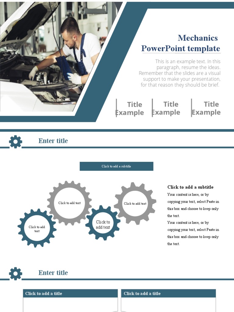 Mechanics Powerpoint Template: Title Example Title Example Title ...