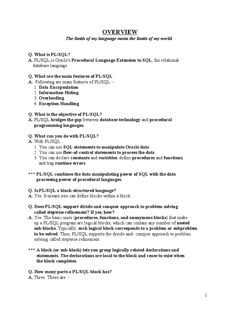 PLSQL Intrv Guide | PDF | Pl/Sql | Data Type