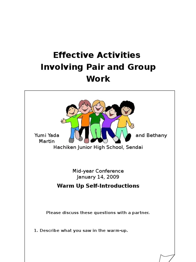 Effective Activities Involving Pair and Group Work: Yumi Yada and ...