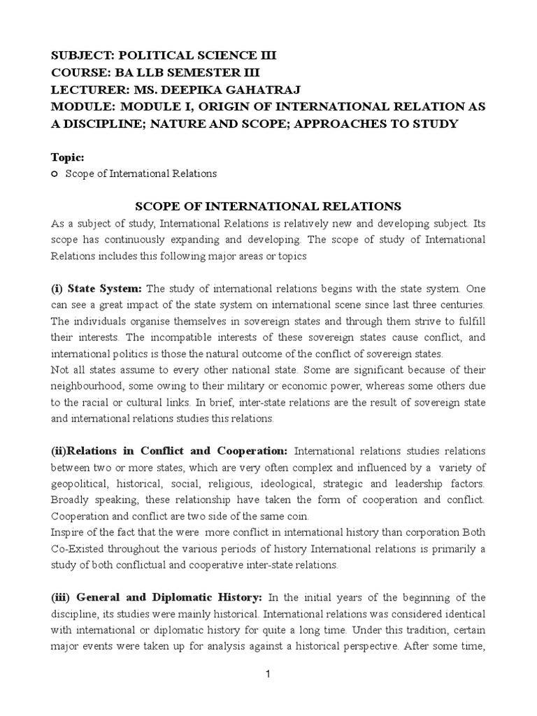 Subject: Political Science Iii Course: Ba LLB Semester Iii Lecturer: Ms ...