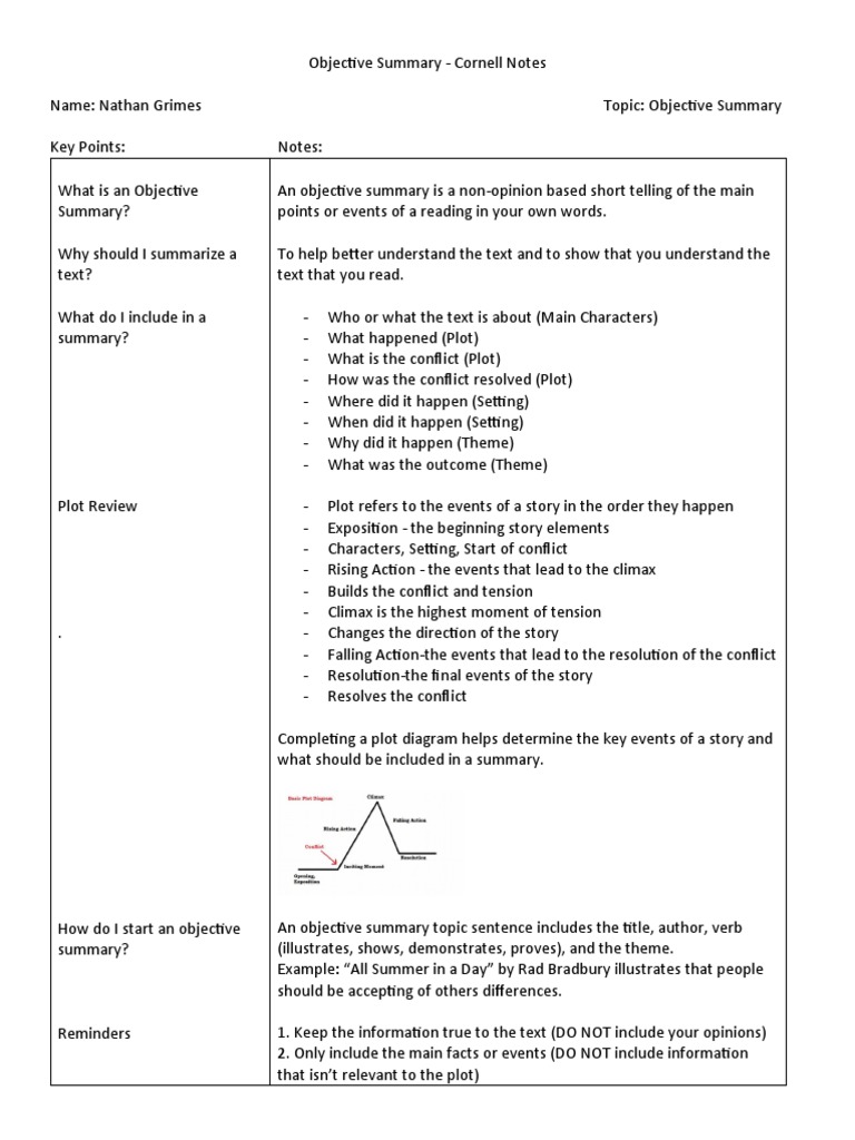 Writing Effective Objective Summaries | PDF | Plot (Narrative)