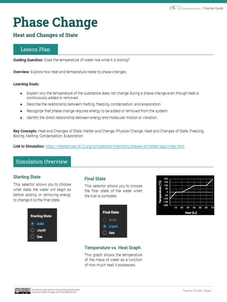 Phase Change: Lesson Plan | PDF | Plasma (Physics) | Liquids