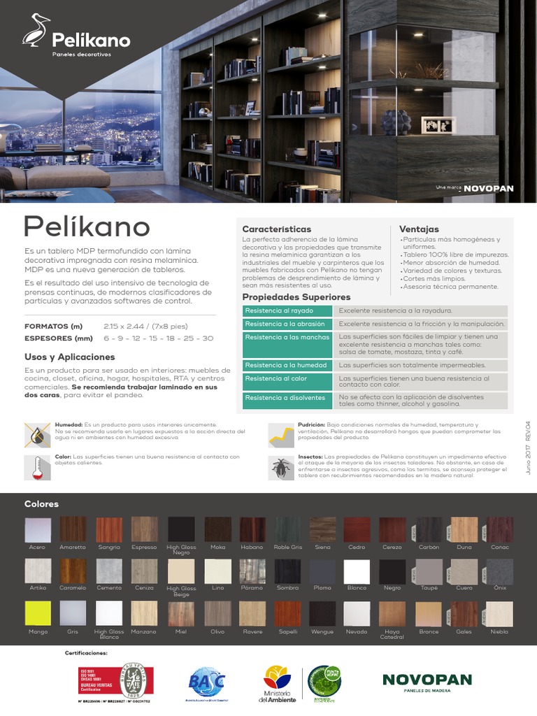 Melamina Pelíkano: Características y Usos | PDF | Madera | Química