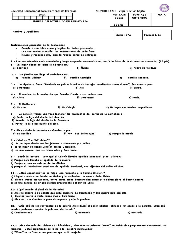 Prueba Donde Estas Constanza | PDF