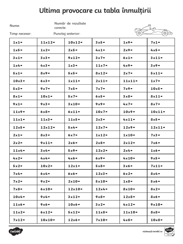 Tabla Inmultirii Fisa de Lucru - Ver - 1 | PDF