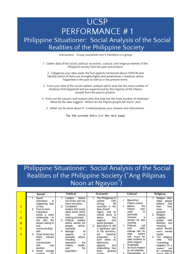 Group 9 - UCSP - Performance # 1 - Social Analysis | PDF | Philippines | Economies