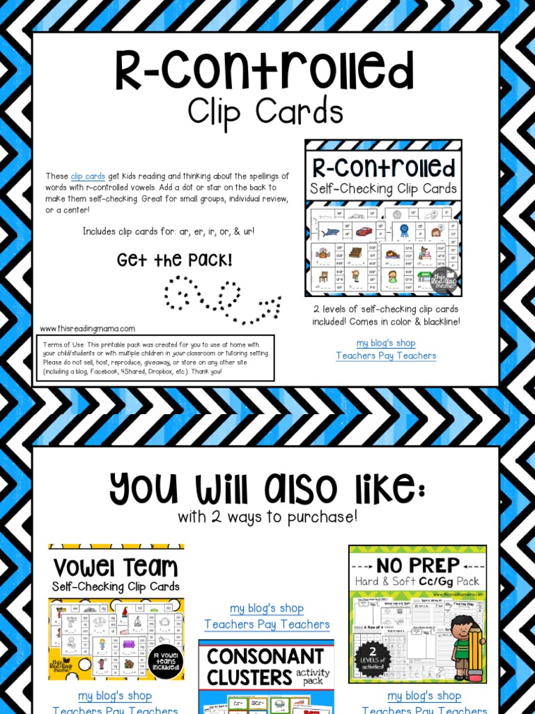 R-Controlled Clip Cards: Get The Pack! | PDF | Languages | Language ...