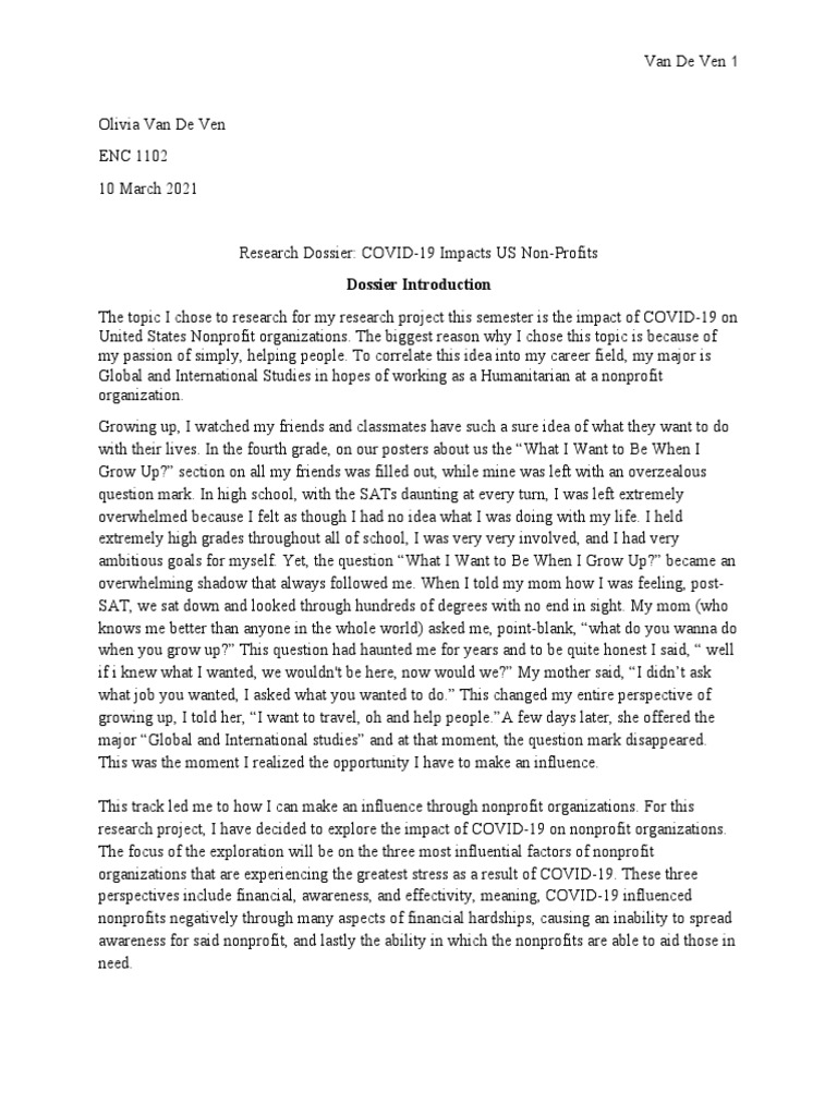 Final Draft Research Dossier | PDF | Nonprofit Organization | Bias