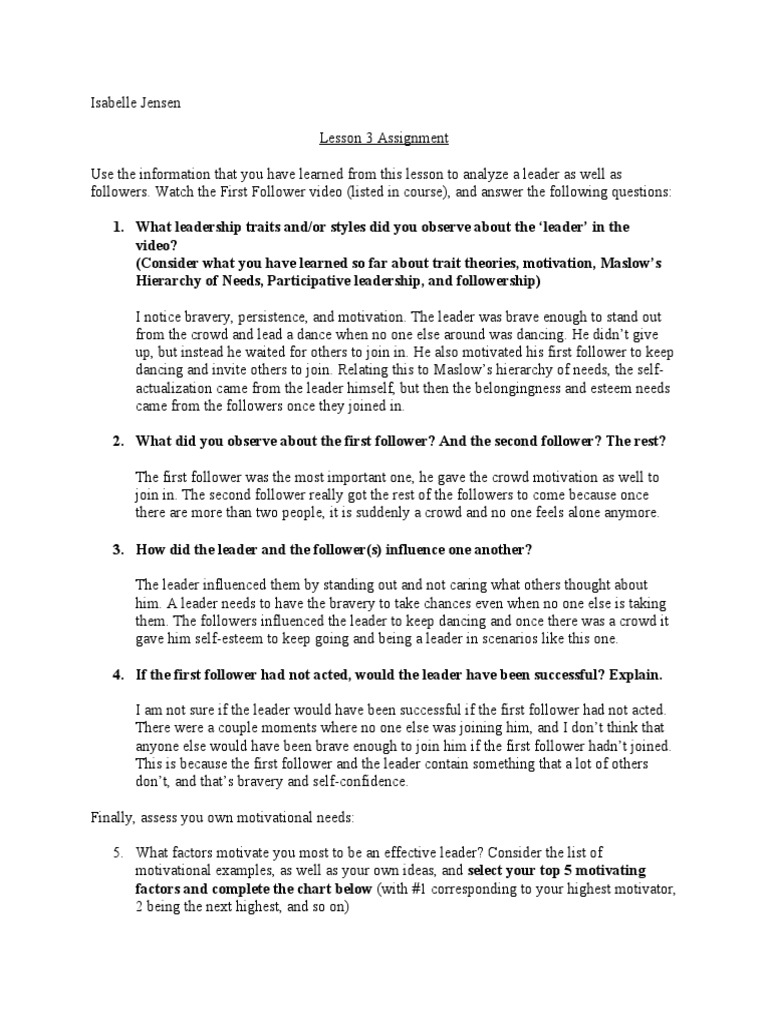 l3 Assignment - Isabelle Jensen | PDF | Motivation | Motivational