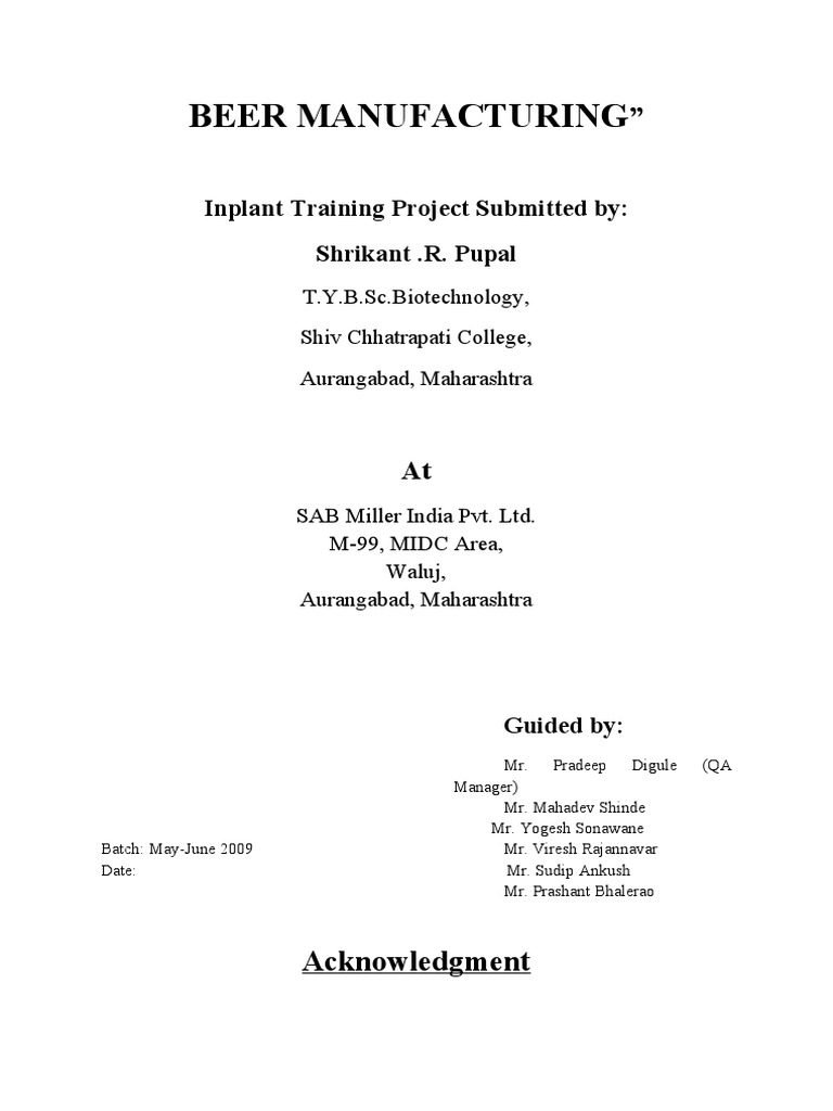 Beer Manufacturing Insights | PDF | Brewing | Beer
