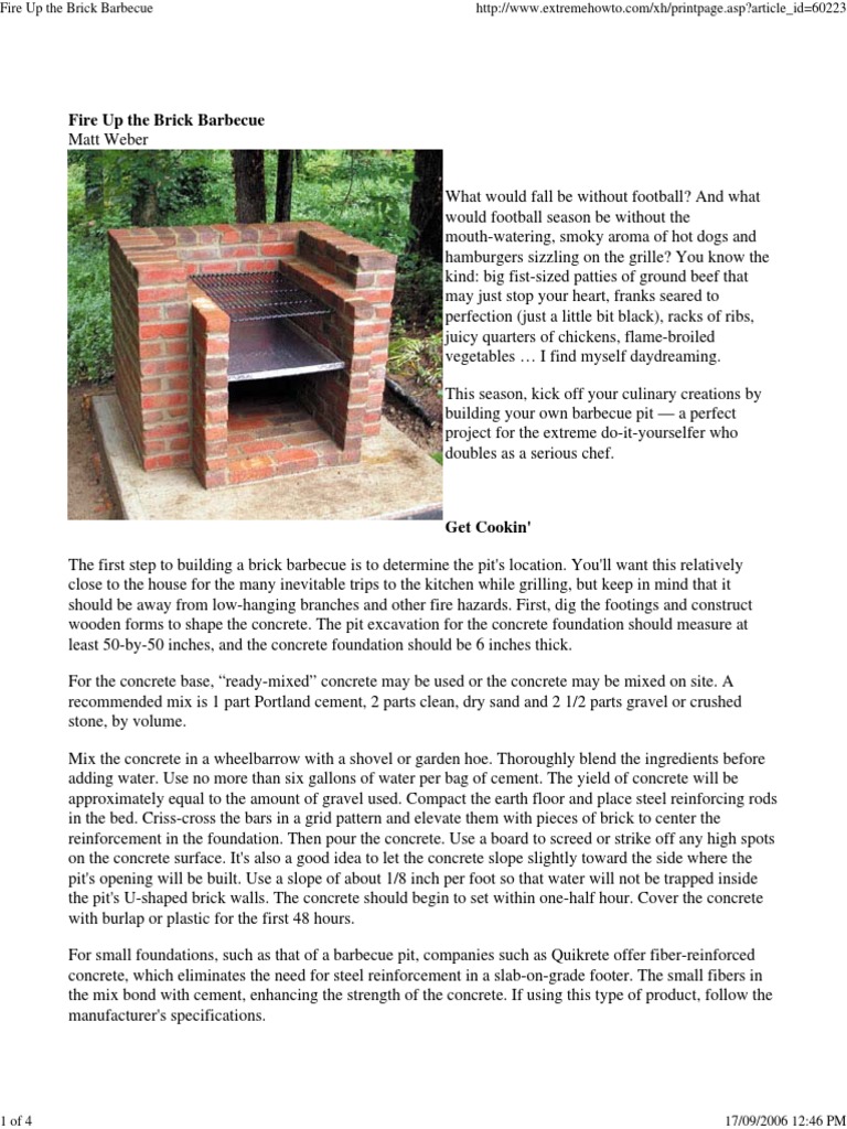 (DIY) Masonry - Brick Barbecue Construction | PDF | Brick | Concrete