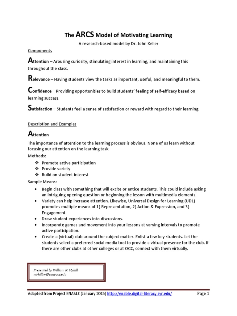 The ARCS Model of Motivating Learning | PDF | Motivation | Motivational