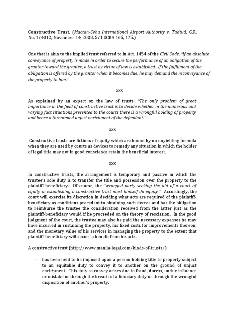 Constructive Trust | PDF | Trust Law | Equity (Law)