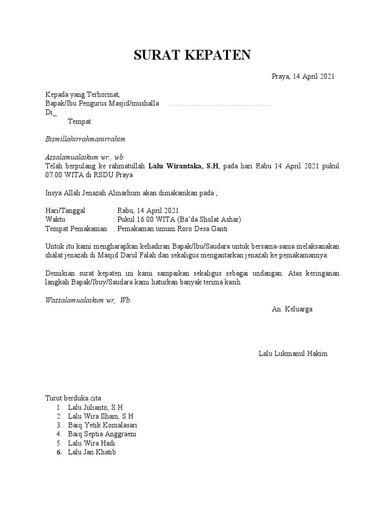 Surat Kepaten | PDF