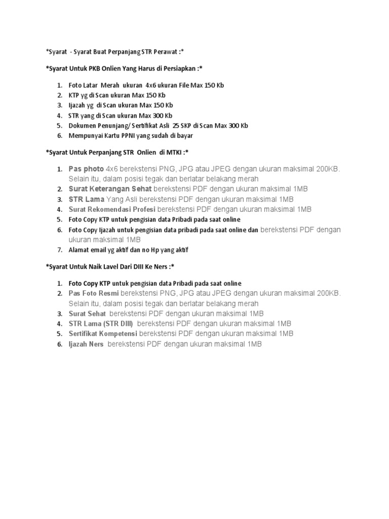 Syarat-Syarat Buat STR Perawat | PDF
