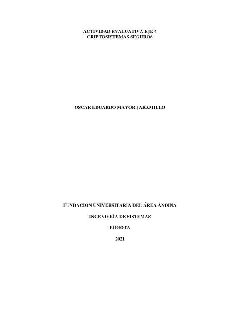 Actividad Evaluativa Eje 4 Criptografia | PDF | Criptografía | Criptografía de clave pública