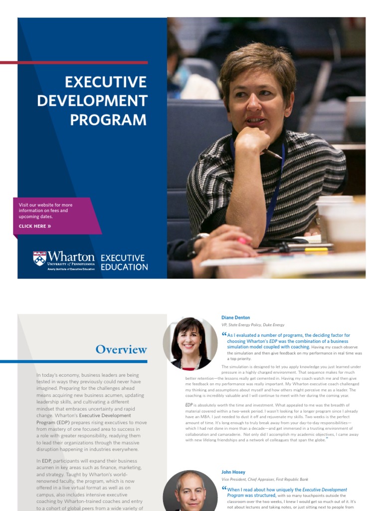 Executive Development Program: Click Here | PDF | Wharton School Of The ...