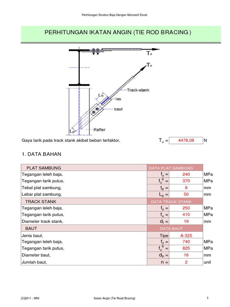 Perhitungan Tie Rod Bracing Baja | PDF | Sains & Matematika