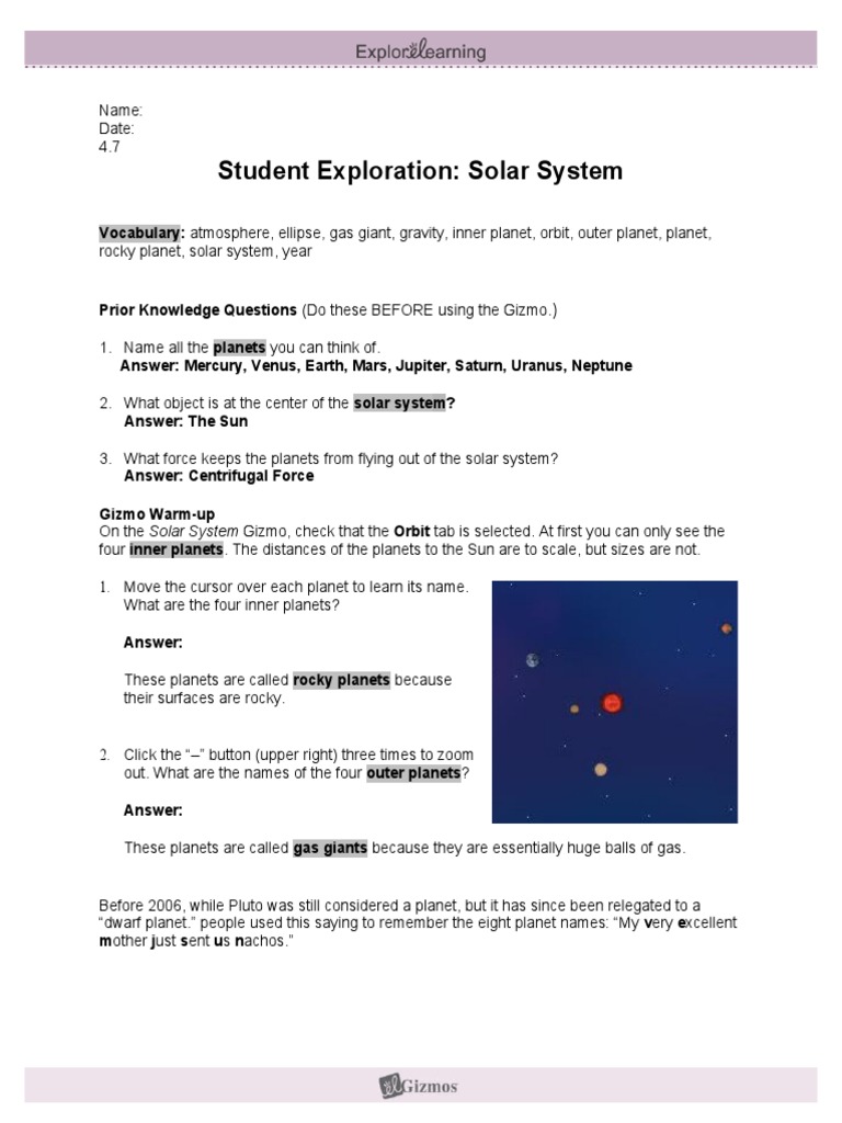 Exploring Planetary Orbits and Properties: A Student Investigation of ...