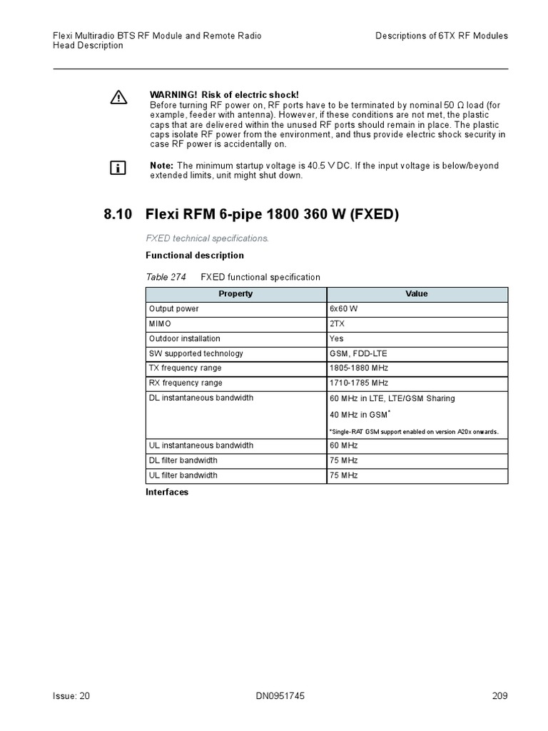 8.10 Flexi RFM 6-Pipe 1800 360 W (FXED) : WARNING! Risk of Electric ...