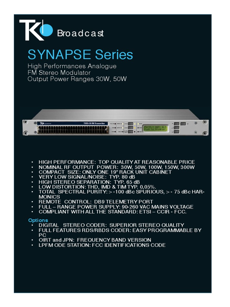 SYNAPSE Series Radio FM Transmitters-Low Power-Compact-Entry Level 30W ...