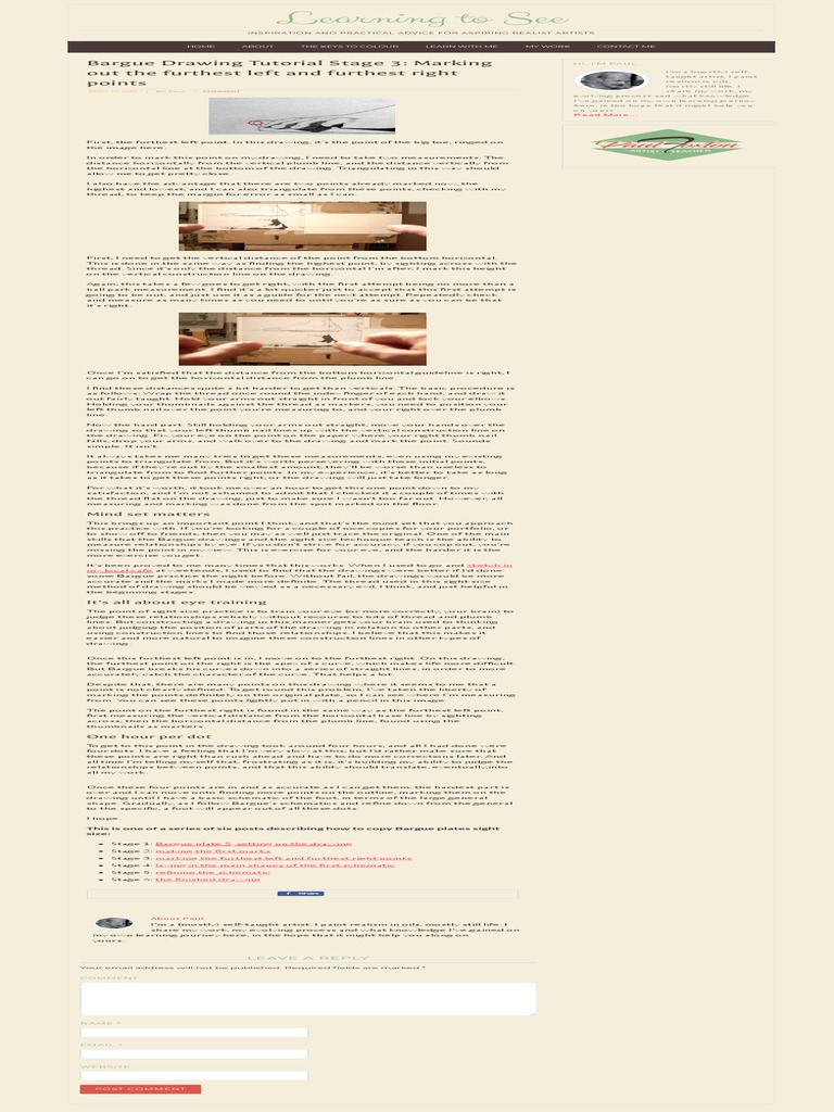 Bargue Drawing Tutorial Stage 3 - Marking Out The Furthest Left and ...