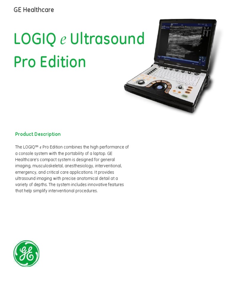 LOGIQ e Ultrasound Pro Edition: Product Description | PDF | Medical ...