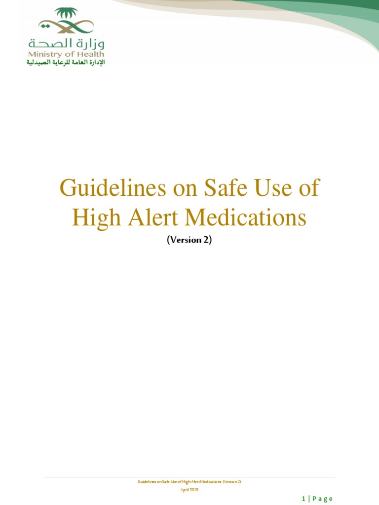 Safe Use of High Alert Medications | PDF | Medical Error | Drugs
