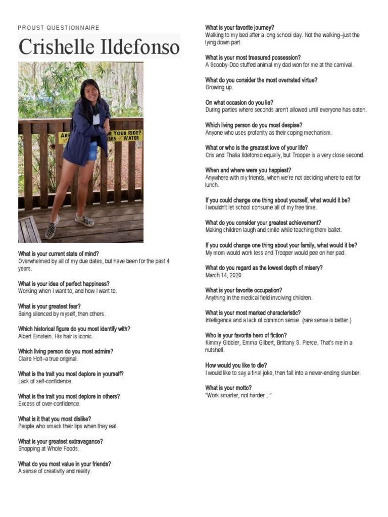 Proust Questionnaire | PDF