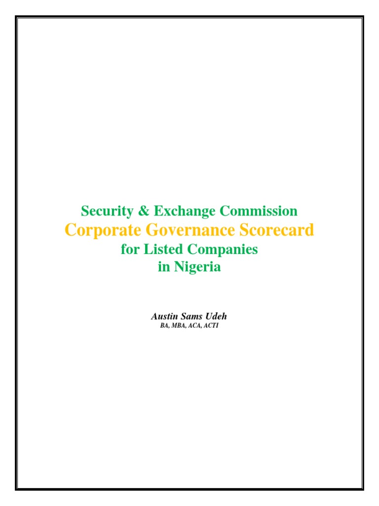02 - Corporate Governance Scorecard and SEC by Austin Udeh | PDF ...