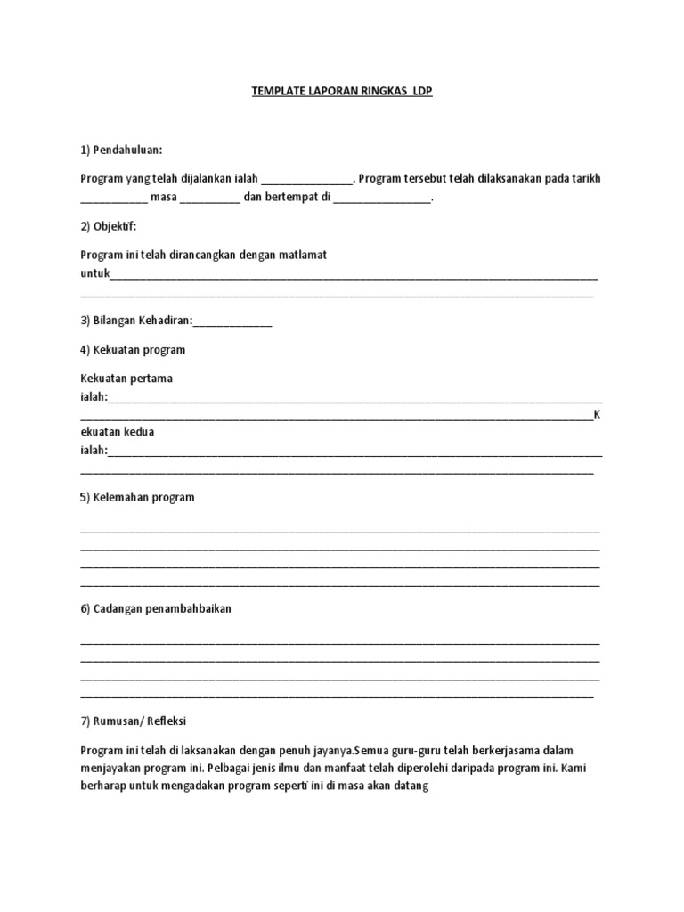 Template Laporan Ringkas LDP | PDF