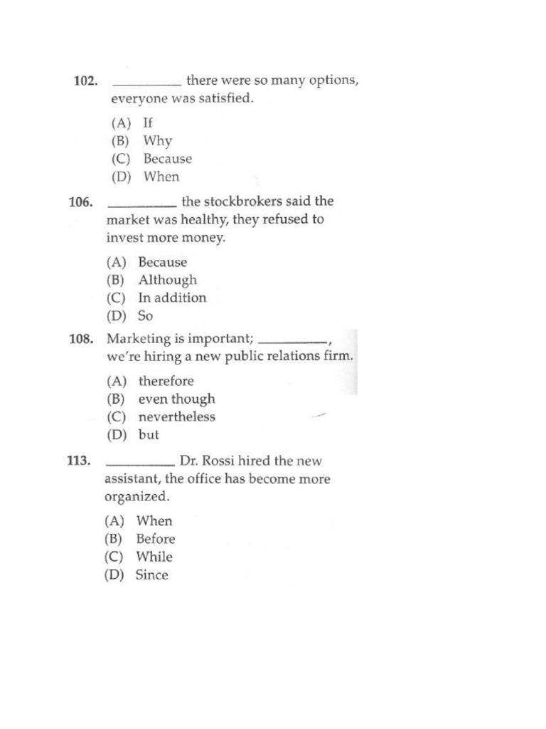 Linking Words & Phrases TOEIC Grammar | PDF