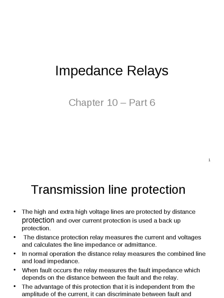 Impedance Relays: Chapter 10 - Part 6 | PDF | Relay | Electrical Impedance