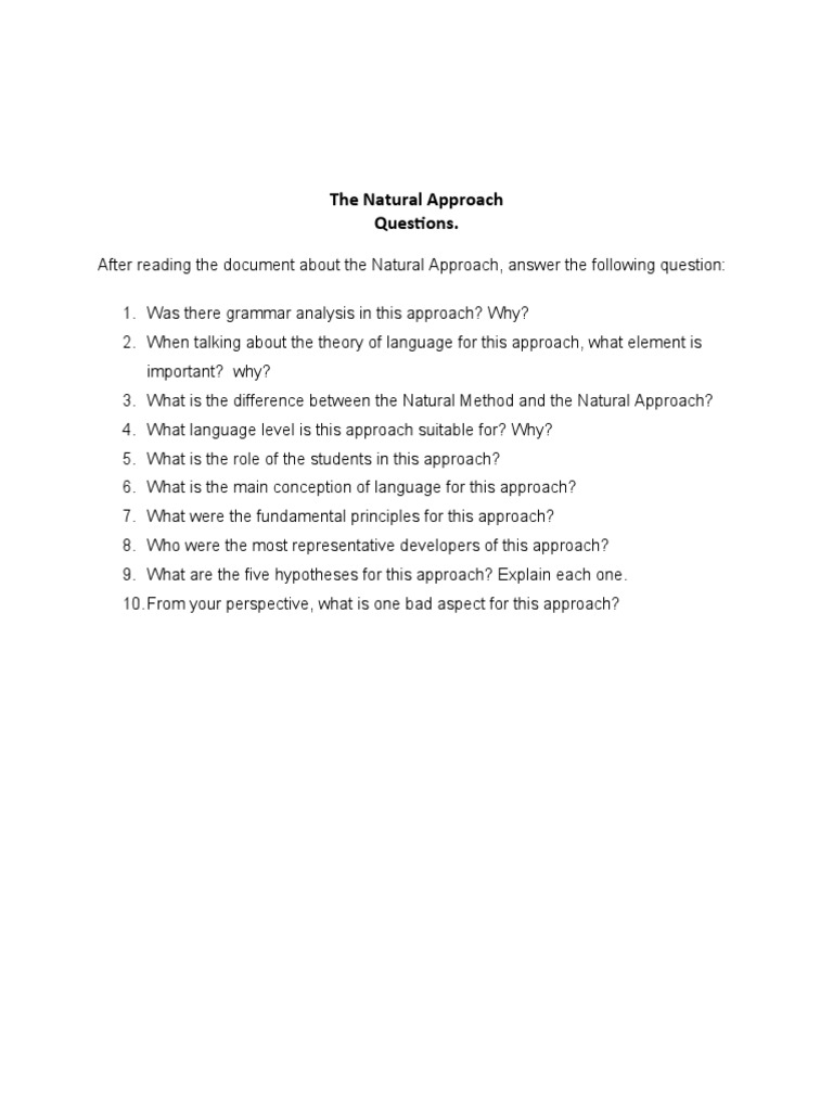 The Natural Approach Questions | PDF